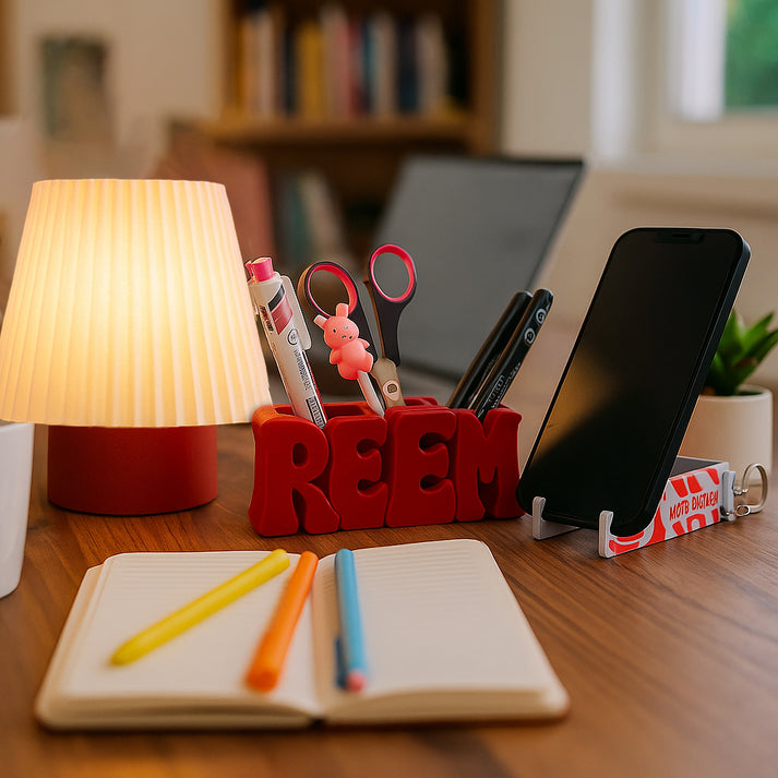 Use the power of personalization with our customizable 3D desk nametag and sticky note holder ...